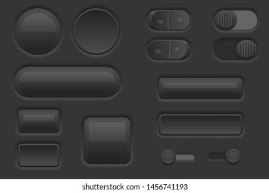 Black Web Interface Buttons Set 3d Stock Illustration 1456741193 ...