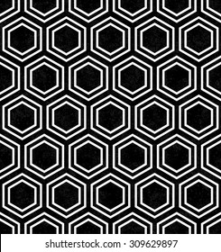 Black White Hexagon Tile Pattern Repeat Stock Illustration 309629897