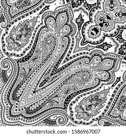 Black White Paisley Pattern Design Stock Illustration 1586967007 ...