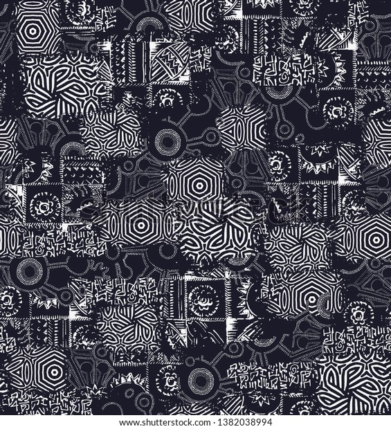 Black White Patchwork Design Made Combination Stok İllüstrasyon 1382038994