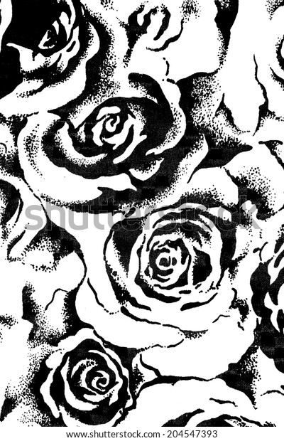 Black White Roses Print Pattern Stock Illustration 204547393 | Shutterstock