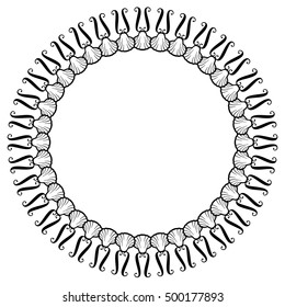 Black White Round Frame Shells Raster Stock Illustration 500177893 ...