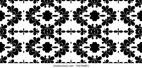 Black White Simple Floral Pattern Stock Illustration 764746891 ...