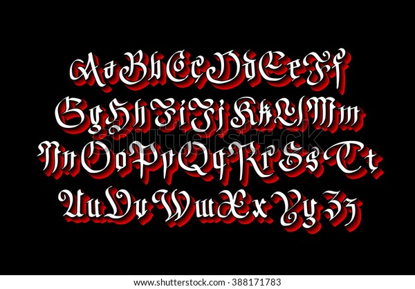 Blackletter Gothic Script Handdrawn Font Art Stock Illustration ...