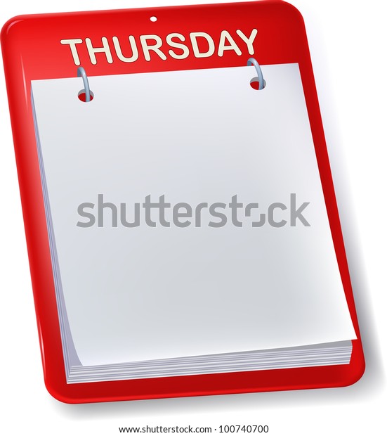Blank Calendar Thursday Empty Sheet Isolated Stock Illustration ...