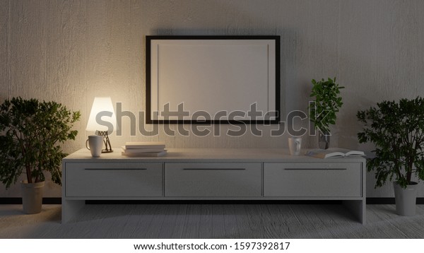 Blank Frame Above Table Template Posters Stock Illustration 1597392817 ...