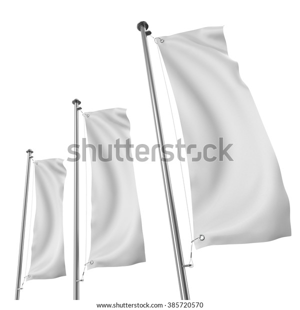 Blank Three Vertical Realistic Flags Mockup Stock Illustration ...