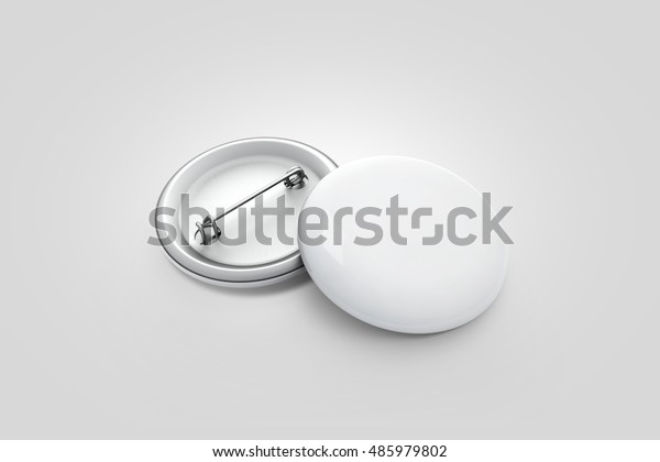 Blank White Button Badge Stack Mockup Stock Illustration 485979802