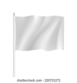 Empty White Blank Waving Flag Flagpole Stock Vector (Royalty Free ...