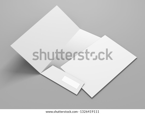 Blank White Folder Brochure Template Mockup Stock Illustration ...