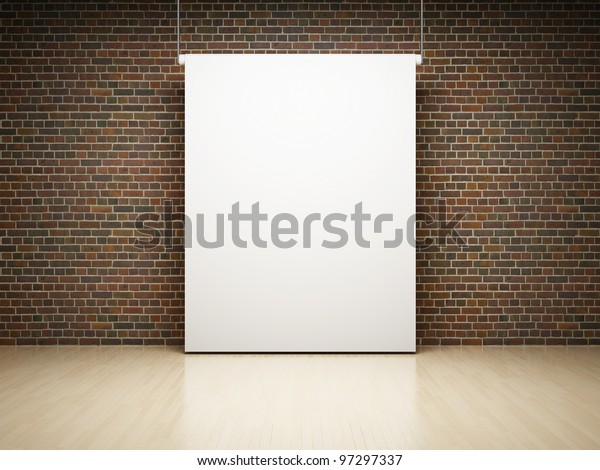 Blank White Projection Screen Studio On Stock Illustration 97297337 ...