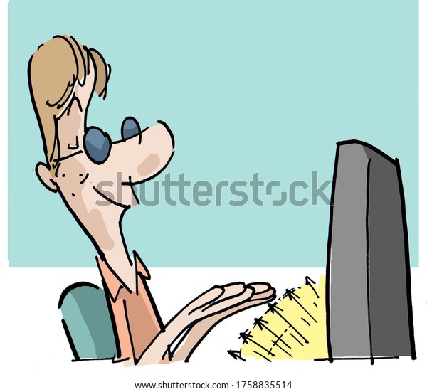 Blind Man Working On Computer Stock Illustration 1758835514 | Shutterstock