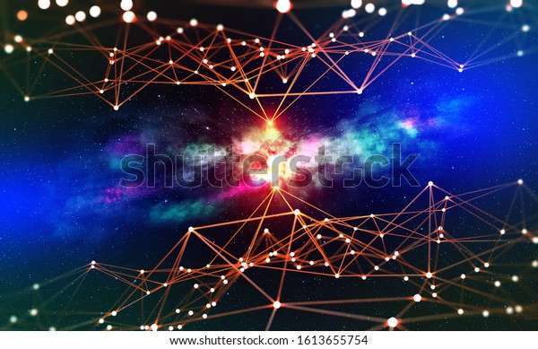 Block Chain Network Galactic Nebula Artificial Stock Illustration ...