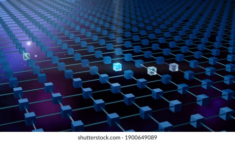 Blockchain Concept Background Connected Blocks Global Stock ...
