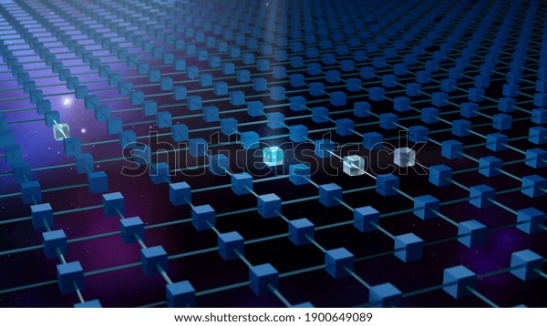 Blockchain Concept Background Connected Blocks Global Stock ...