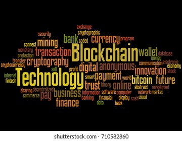 Blockchain Technology Word Cloud Concept On Stock Illustration ...