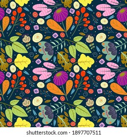 Blooming Midsummer Meadow Seamless Pattern Plant Stock Illustration ...