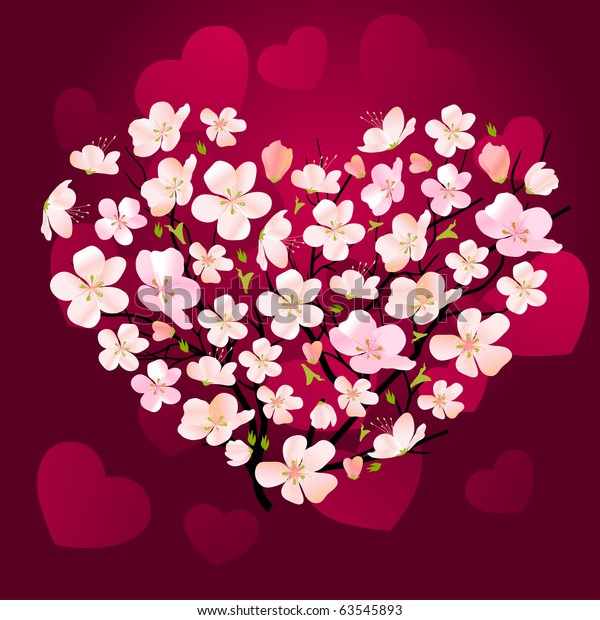 Blossoming Heart Raster Version Vector Version Stock Illustration ...