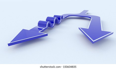 Blue 3d Arrow Separates Into Two Stock Illustration 150634835 ...