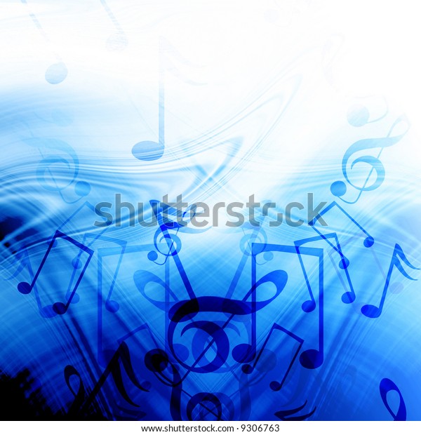 Blue Abstract Background Music Notes Stock Illustration 9306763