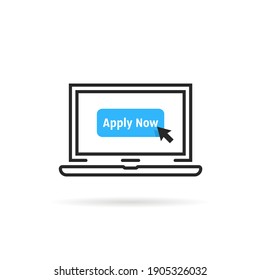 Blue Apply Now Button Linear Laptop Stock Illustration 1905326032 ...
