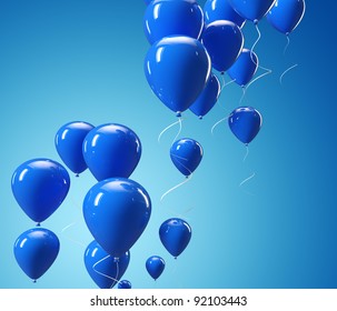 Many Blue Balloons Concept Rendered Isolated Stock Illustration 154984685