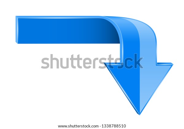 Blue Bent Arrow Down 3d Symbol Stock Illustration 1338788510 | Shutterstock