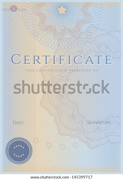 Stock ilustrace „Blue Blank Certificate Completion Template Sample ...