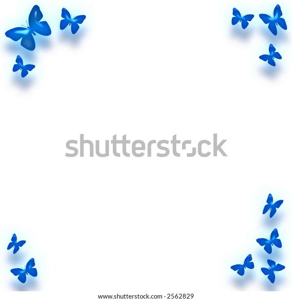 Blue Butterfly Border Around Note Paper Stock Illustration 2562829 ...