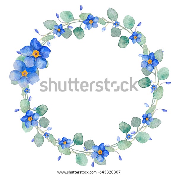 Blue Circle Frame Forget Me Not Stock Illustration 643320307