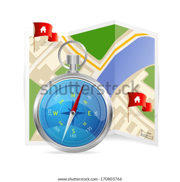 Blue Compass Map Illustration Stock Illustration 170803766 | Shutterstock