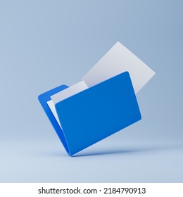 Blue Computer Folder Flying Blank Documents Stock Illustration ...