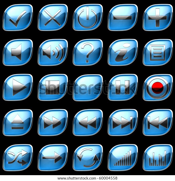 Blue Control Panel Icons Buttons Isolated Stock Illustration 60004558 ...