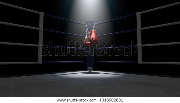 Blue Corner Boxing Ring Gloves Hanging Stock Illustration 1018502881