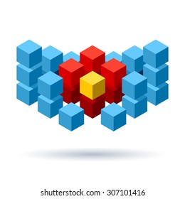 Vektor Stok Blue Cube Logo Red Yellow Segments (Tanpa Royalti ...