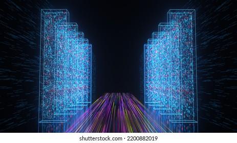 Blue Data Cubes On Dark Background Stock Illustration 2200882019 ...
