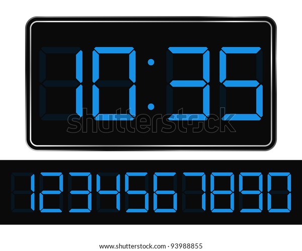 Blue Digital Clock Stock Illustration 93988855 | Shutterstock