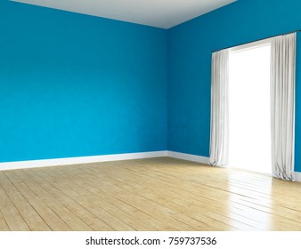 Blue Empty Room Interior 3d Interior 스톡 일러스트 759737536 | Shutterstock