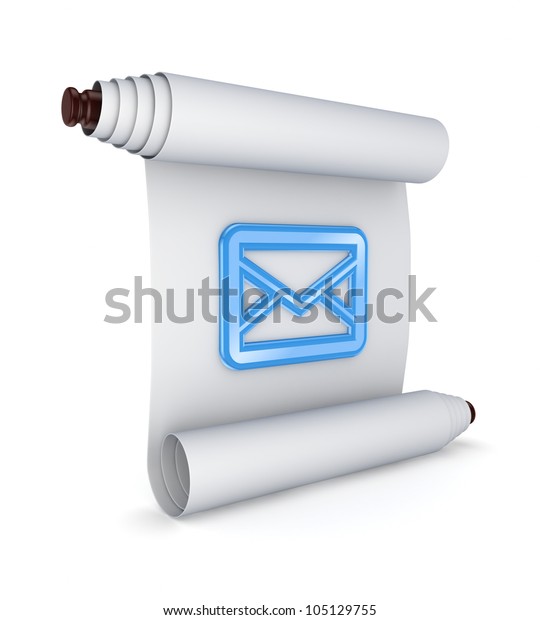 Blue Envelope Icon On Ancient Scrollisolated Stock Illustration ...