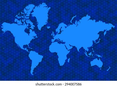 Blue Global Map Background Hexagons Stock Illustration 294007586 ...