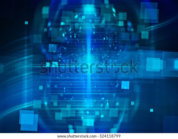 Blue Glowing High Tech Particles Depth Stock Illustration 324118799 ...