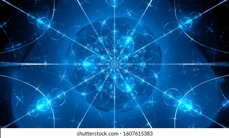 Blue Glowing Quantum Model Computer Generated Stock Illustration ...