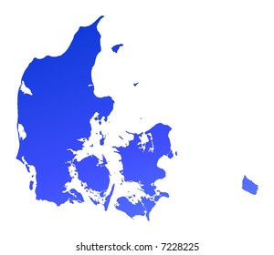 Blue Gradient Denmark Map Detailed Mercator Stock Illustration 7228225 ...