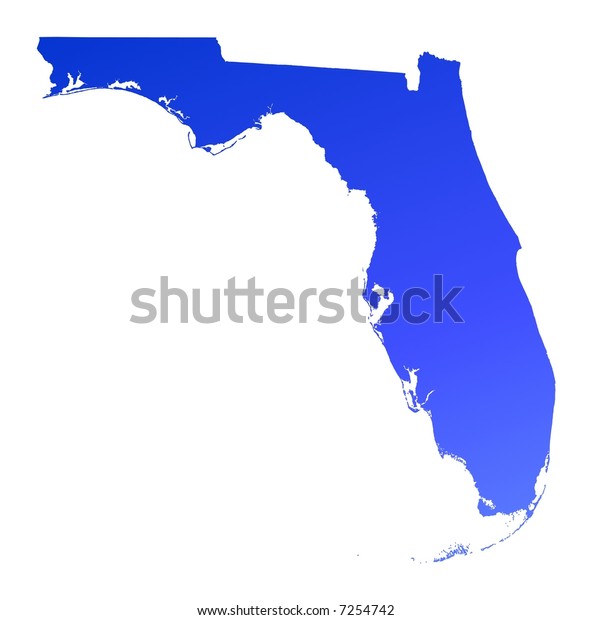 Blue Gradient Florida Map Usa Detailed Stock Illustration 7254742 ...