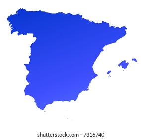 Blue Gradient Spain Map Detailed Mercator: ilustración de stock 7316740