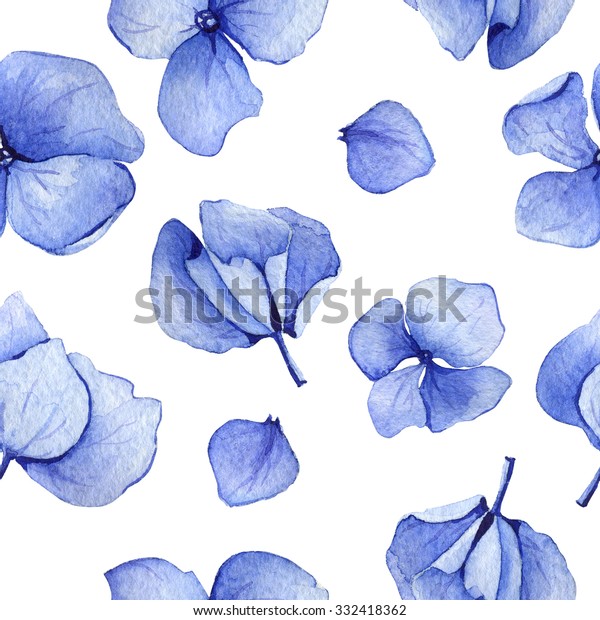 Blue Hydrangea Watercolor Seamless Pattern Flower Stock Illustration ...