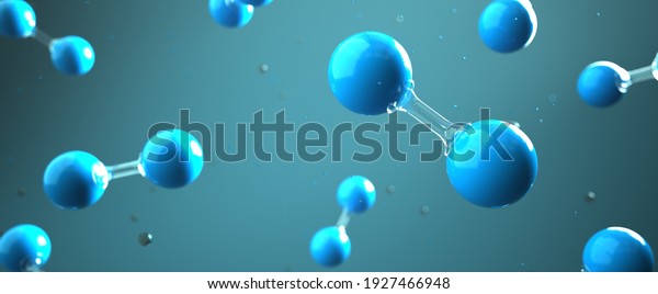 Blue Hydrogen Molecule Liquid 3d Illustration Stock Illustration 1927466948