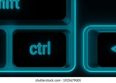 Blue Illuminated Keyboard Ctrl Control Key Stock Illustration 1925679005