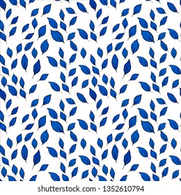 Blue Leaves Pattern Wallpaper White Background Stock Vector (Royalty ...
