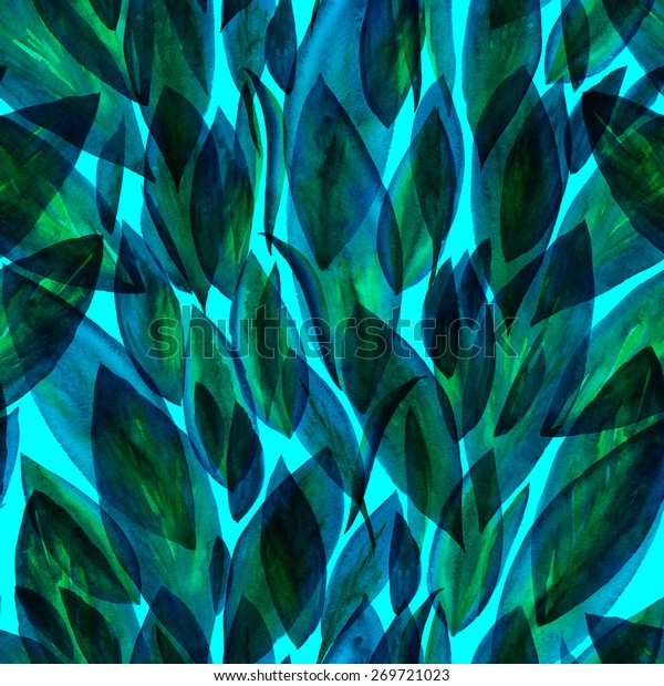 Blue Leaves Pattern Layering On Blue Stock Illustration 269721023